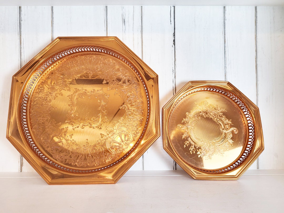 Set 0f 2 Vintage Octagon Copper Trays, Coppercraft Guild Canada Copper ...