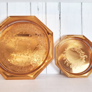 Set 0f 2 Vintage Octagon Copper Trays, Coppercraft Guild Canada Copper ...