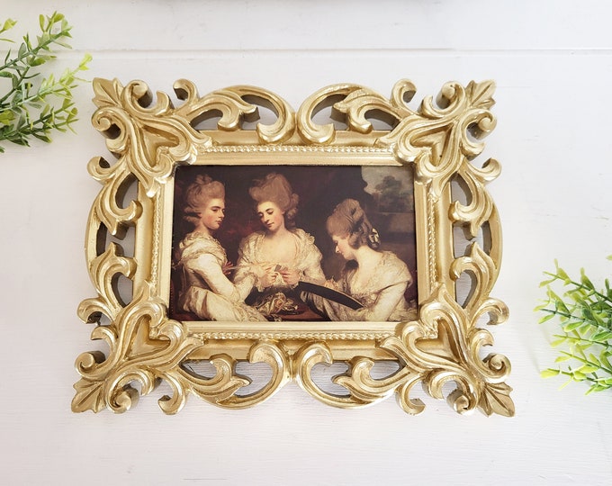 French Rococo Ornate Gold Gild Frame With Print Illustration of Rococo ...