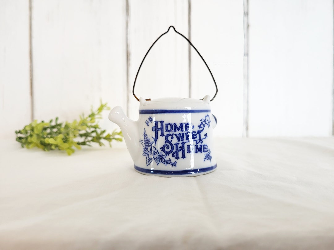 Vintage Miniature Delft Blue & White Ceramic Pitcher, Delft Home Sweet ...