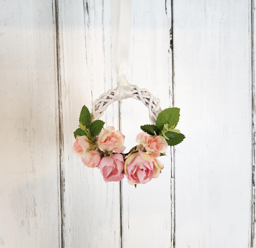Mini Spring Pink Florals Wreath, Miniature Wreaths, Shabby Chic Tiny ...