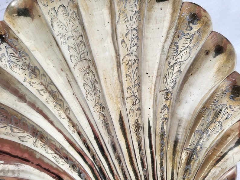 Vintage Solid Brass Footed Shell Trinket Dish, Retro Brass Scalloped ...