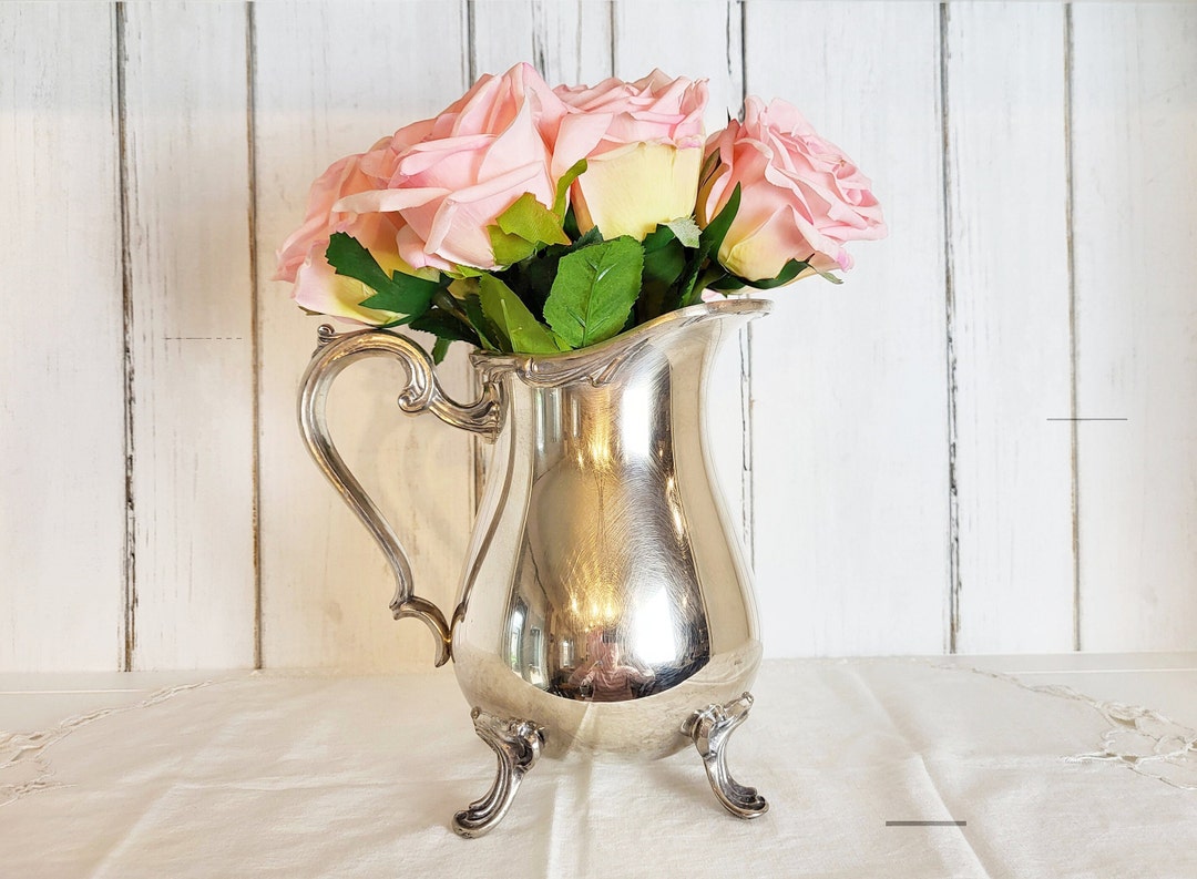 Vintage Primrose Plate Silver Water Pitcher With Real Touch Artificial ...