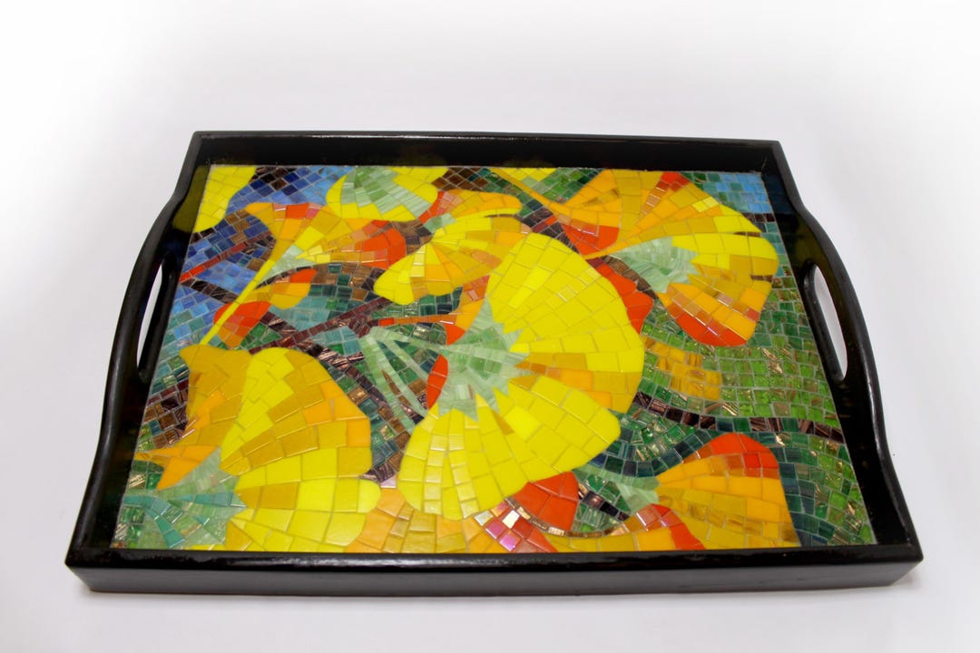 Hand Made Tray, Tray With Handles, Decorative Mosaic Tray, Mosaic Tray ...