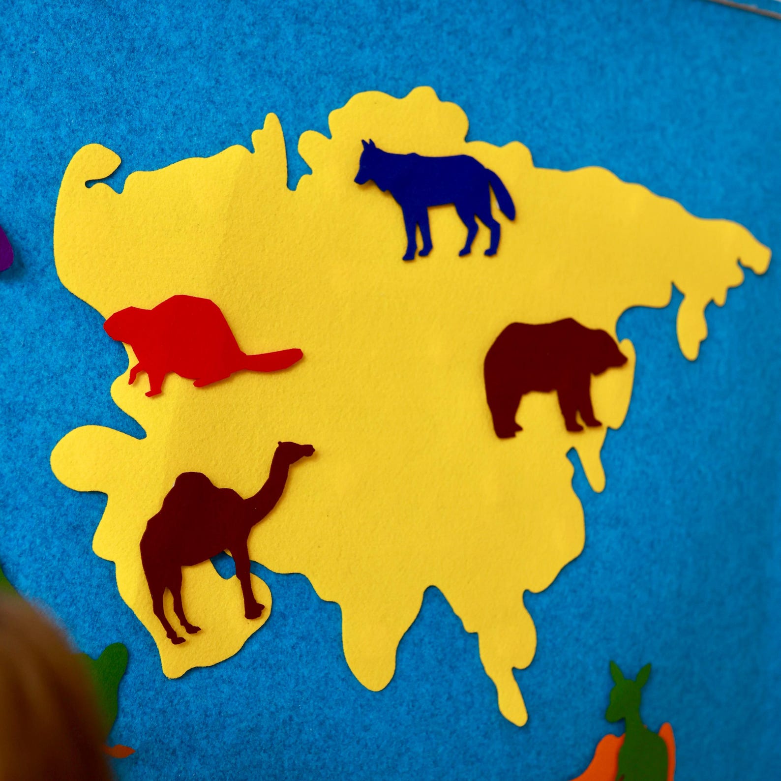 World Map Felt Wall, Felt Board, Montessori Learning, Party Decoration ...