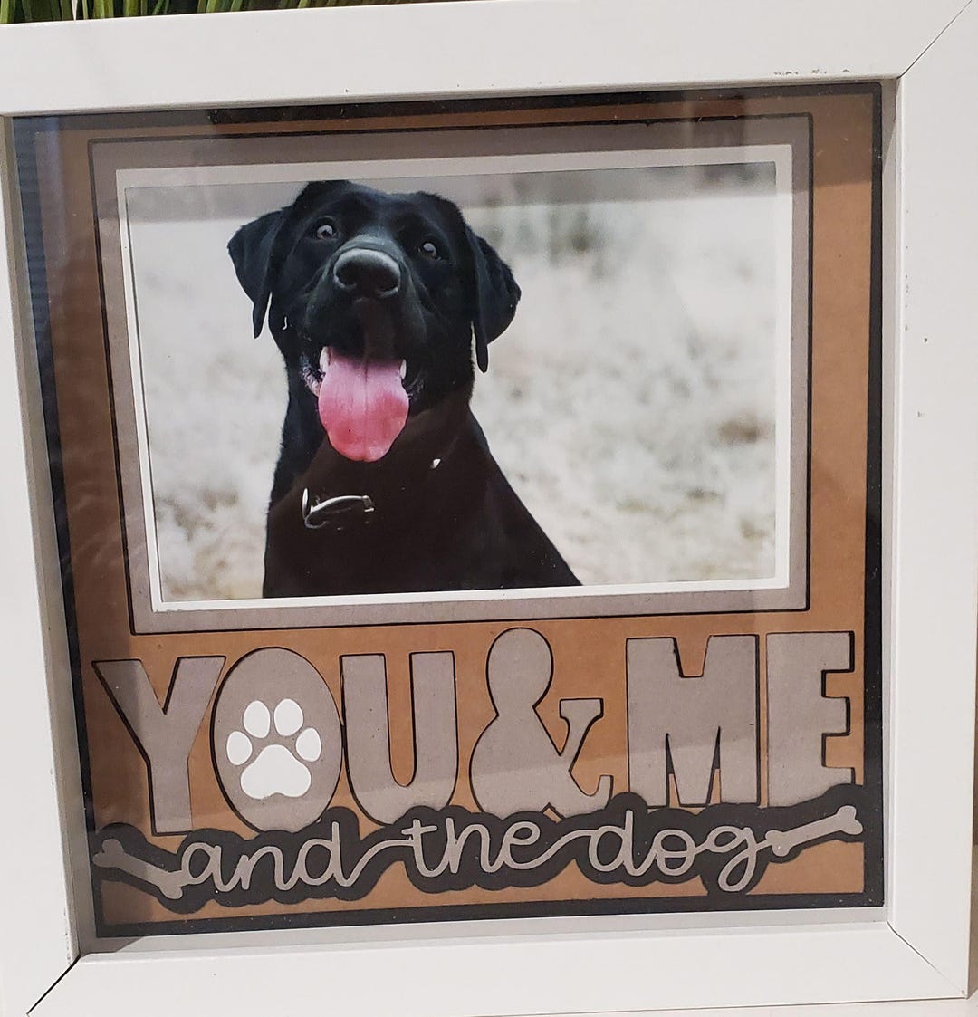 You & Me and the Dog - 8x8 Layered 3D Shadow Box- Wooden Frame -dog ...
