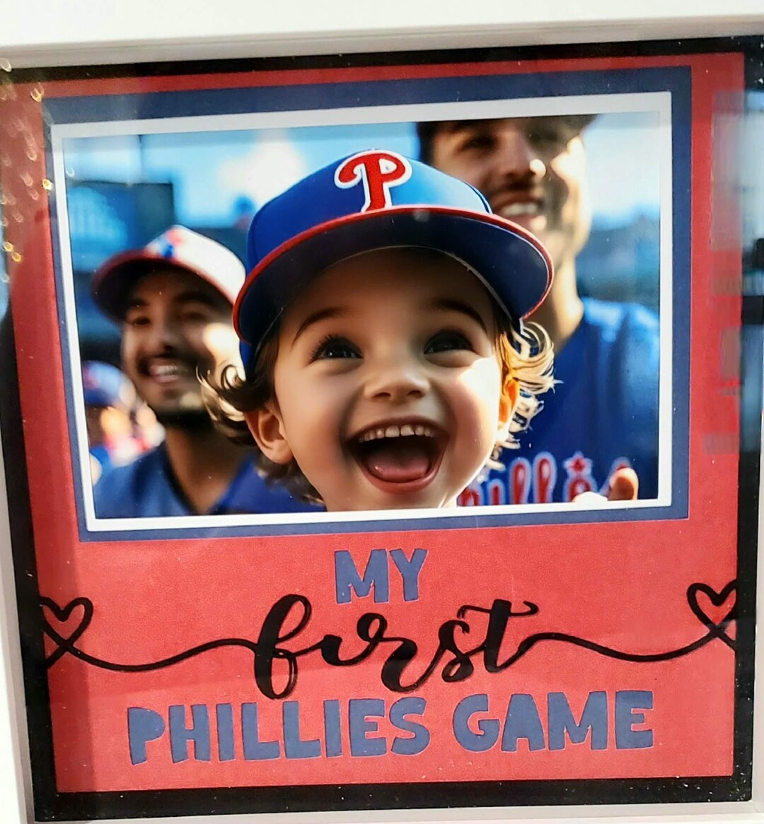 My/our First Phillies Game - 8x8 Layered 3D Shadow Box- Wooden Frame ...