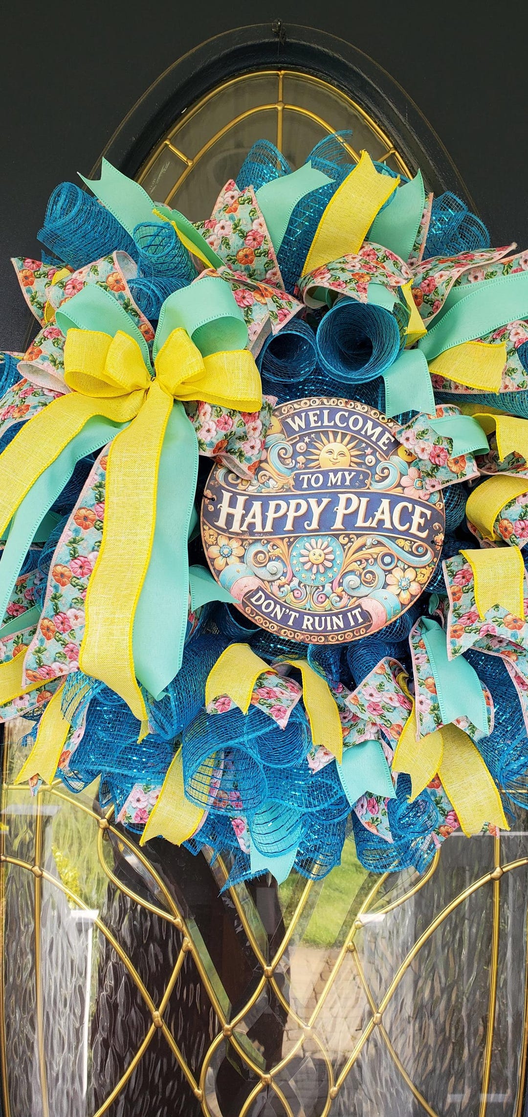 Extra Large 27 Inch - Spring/summer Wreath - "welcome to My Happy Place ...