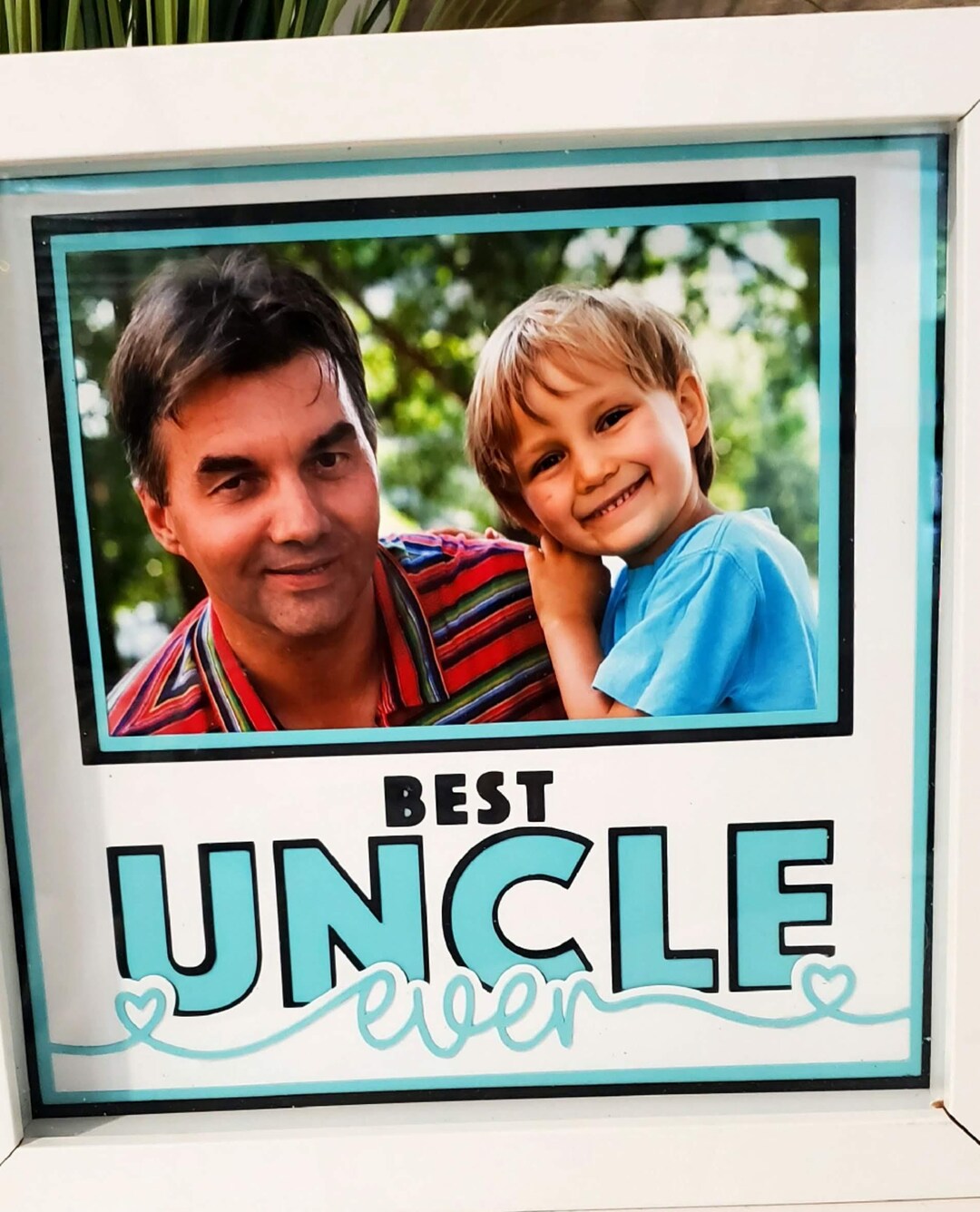 Best Uncle Ever- 8x8 Layered 3D Shadow Box With Picture Frame- Wooden ...