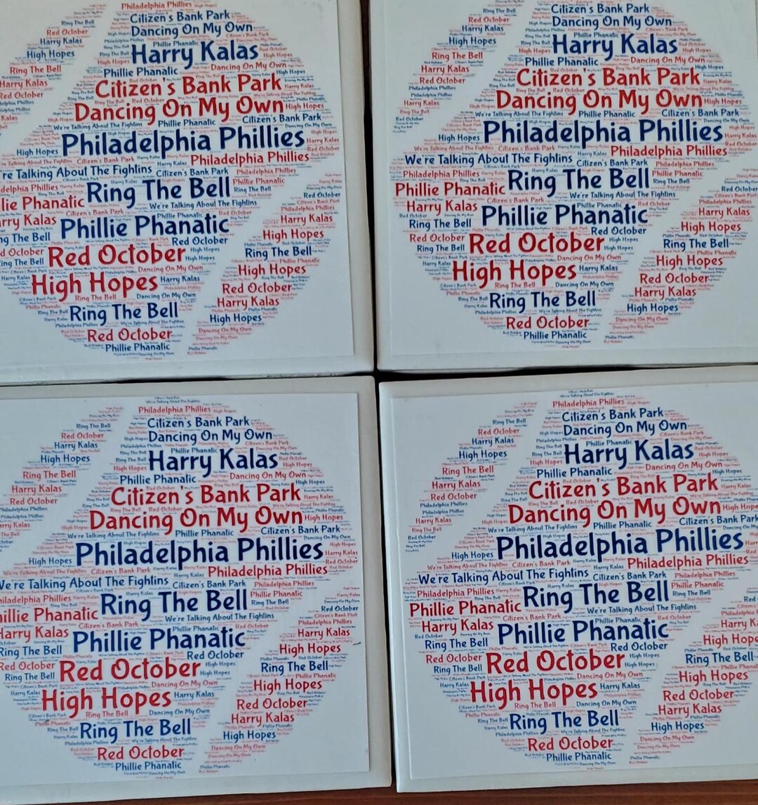 Handmade Ceramic Tile Coasters - Philadelphia Phillies Baseball - Set ...