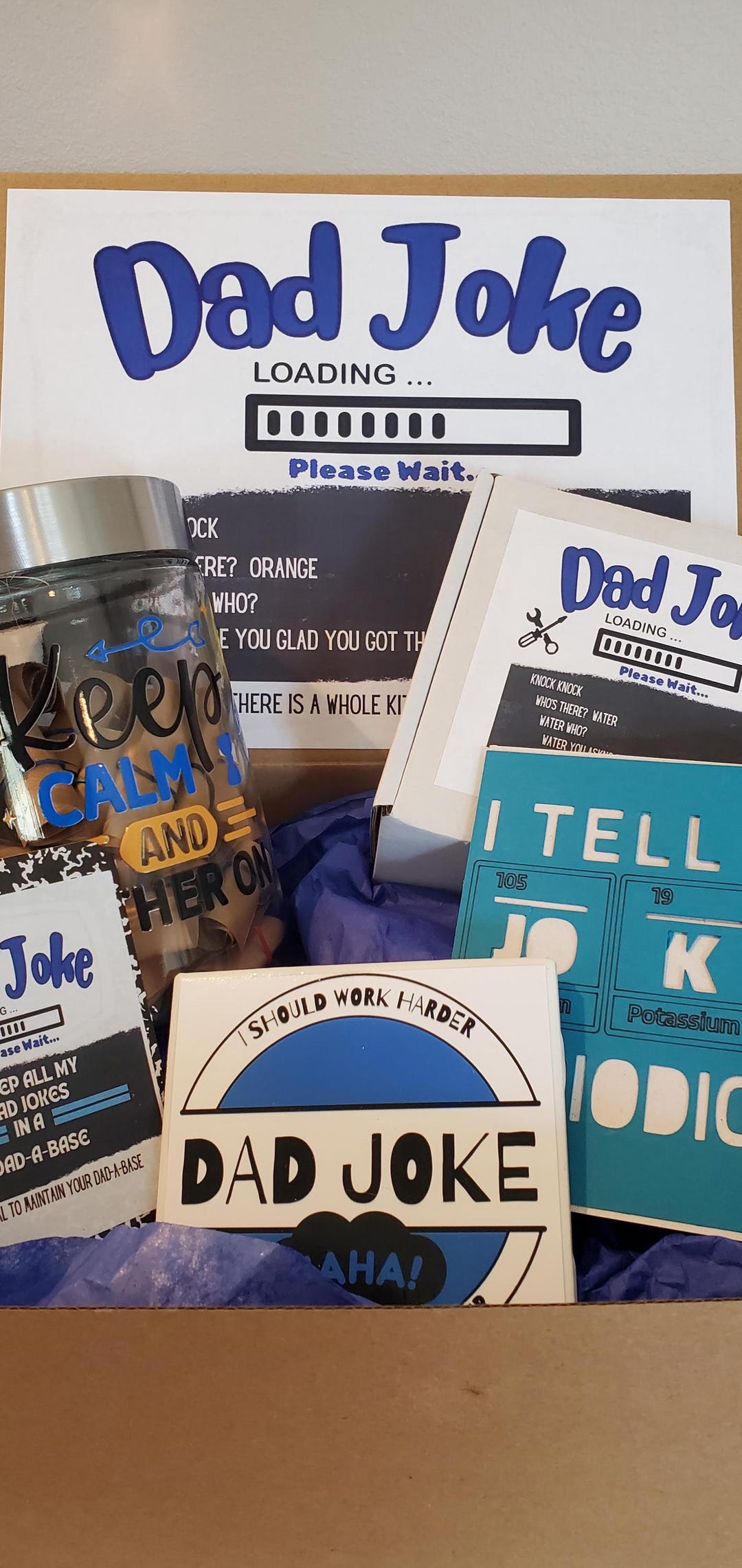 Gift Box-"dad Jokes" Jar W/ 52 Wks of Dad Jokes, Journal, Coaster ...