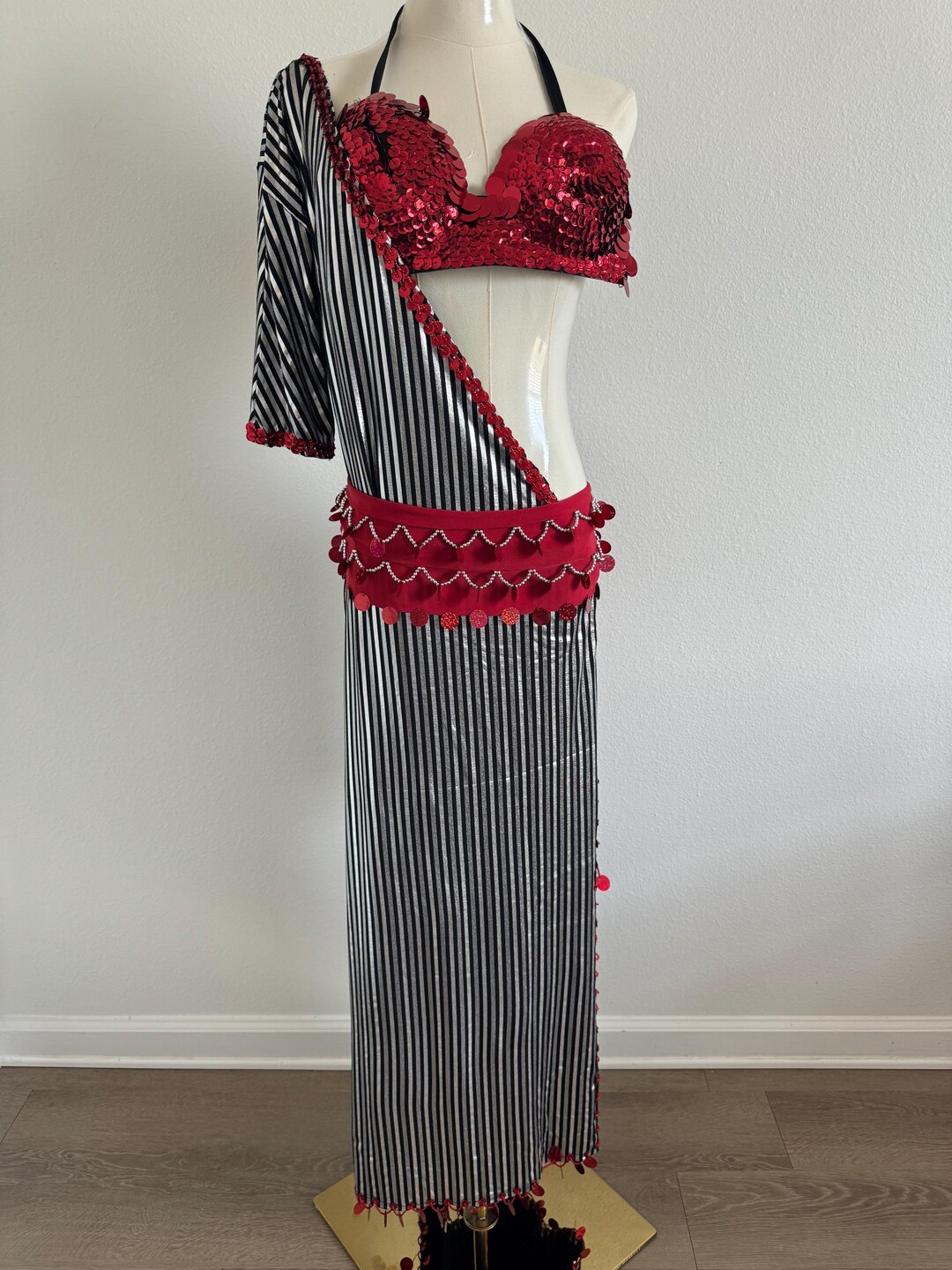 Hand Made /elegant Red Belly Dance/oriental/red Belly Dance Set/bra - Etsy