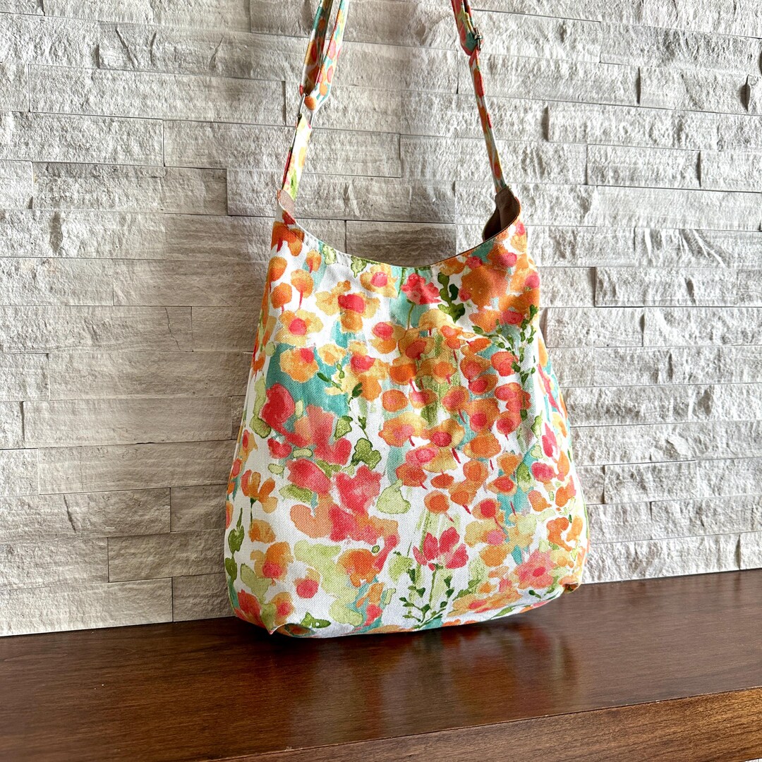 One Handle Hobo Bag - Coral Watercolor Floral - Etsy