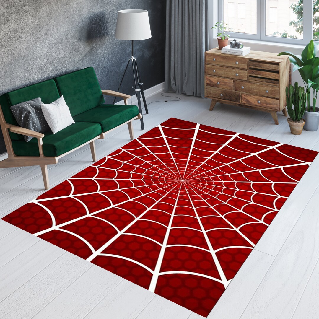 Red Spider Web Rug,amazing Spiderman Rug,spiderman,teen Room Rug,movie ...