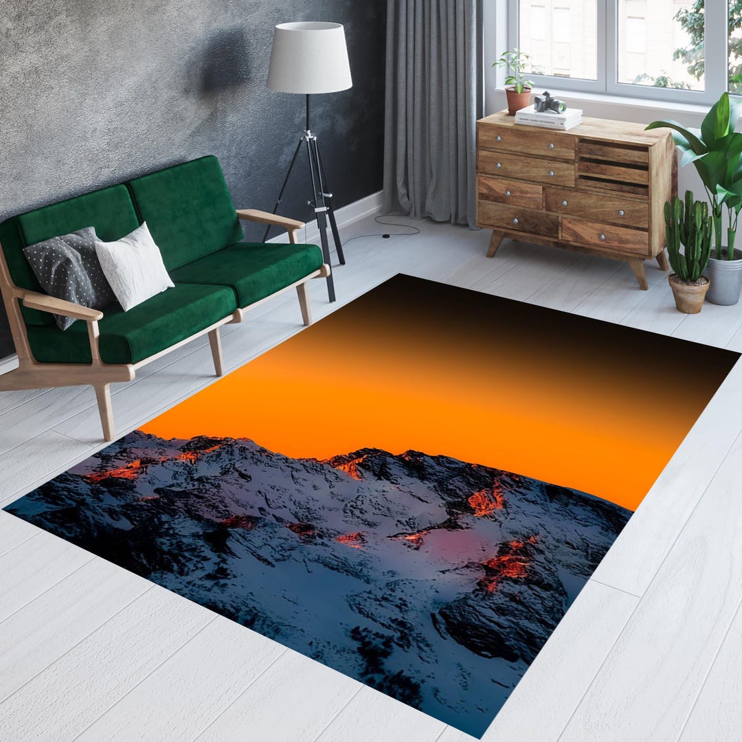 Orange Mountain Rug,unique Pattern Rug,colorful Rug,home Decor Rug ...