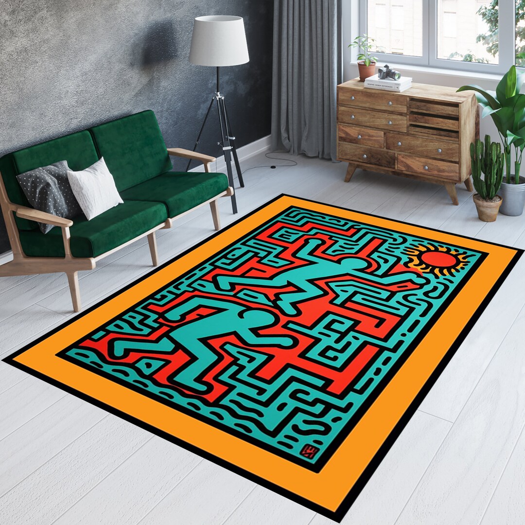 Keith Sun Man Rug,keith Haring Design,hare Design,home Decor Rug,living ...