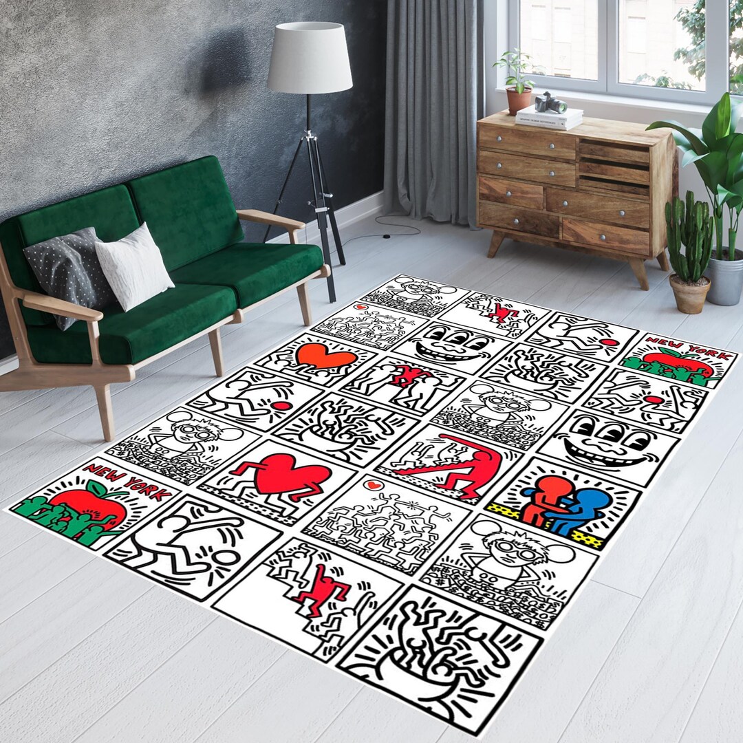 Keith Many Rug,keith Haring Design,hare Design,home Decor Rug,living ...