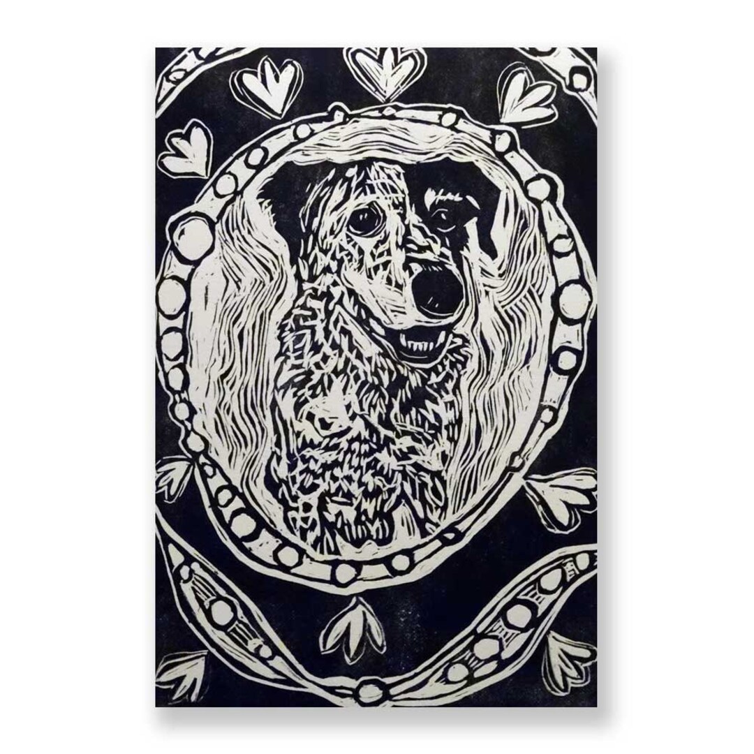 Happy Dog Relief Print - Etsy