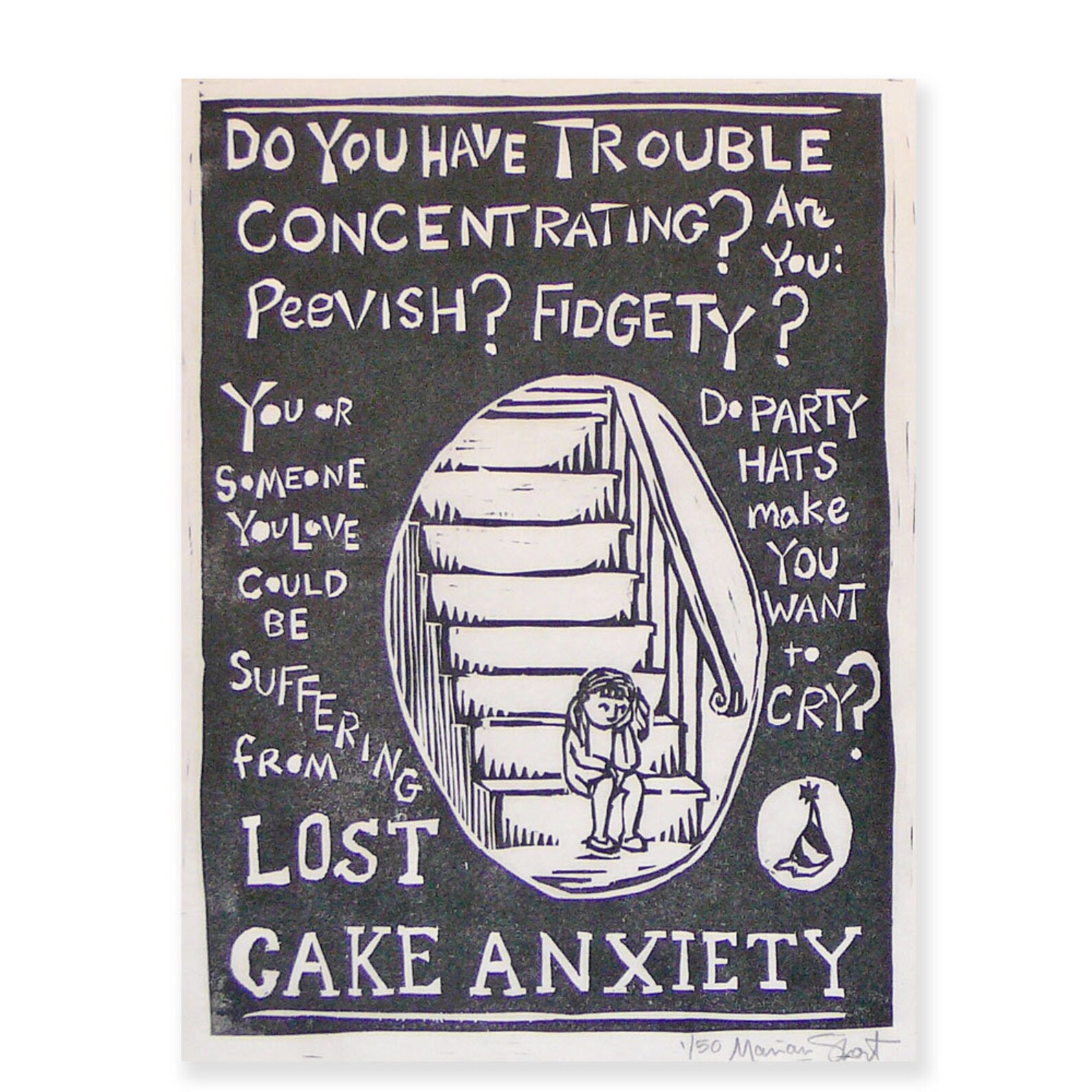 Lost Cake Anxiety original Woodblock Print - Etsy