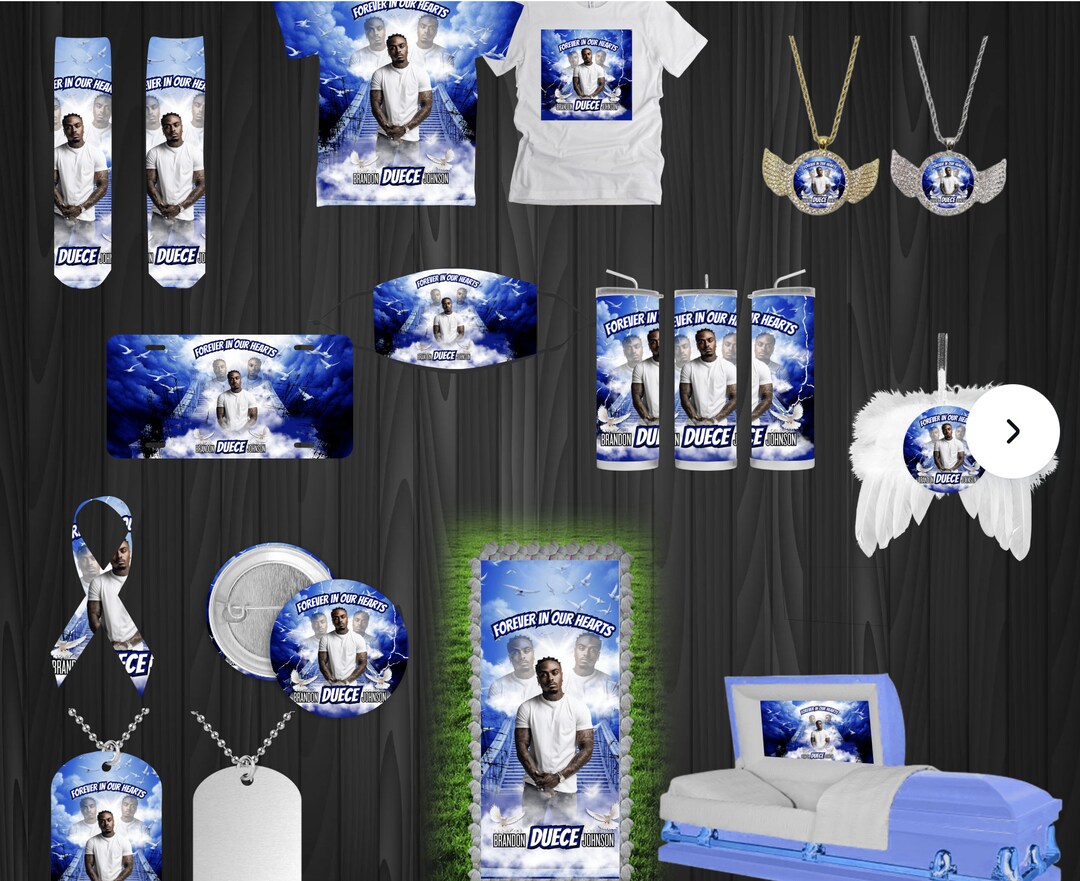 Editable Memorial Mockup Template Bundle (blue) for Canva - Etsy