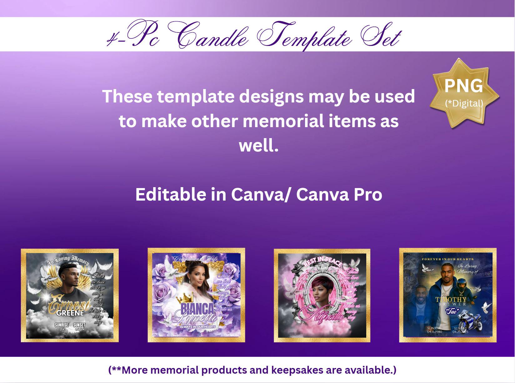 Memorial Candle Template Bundle: RIP, Rest in Peace (editable Canva ...