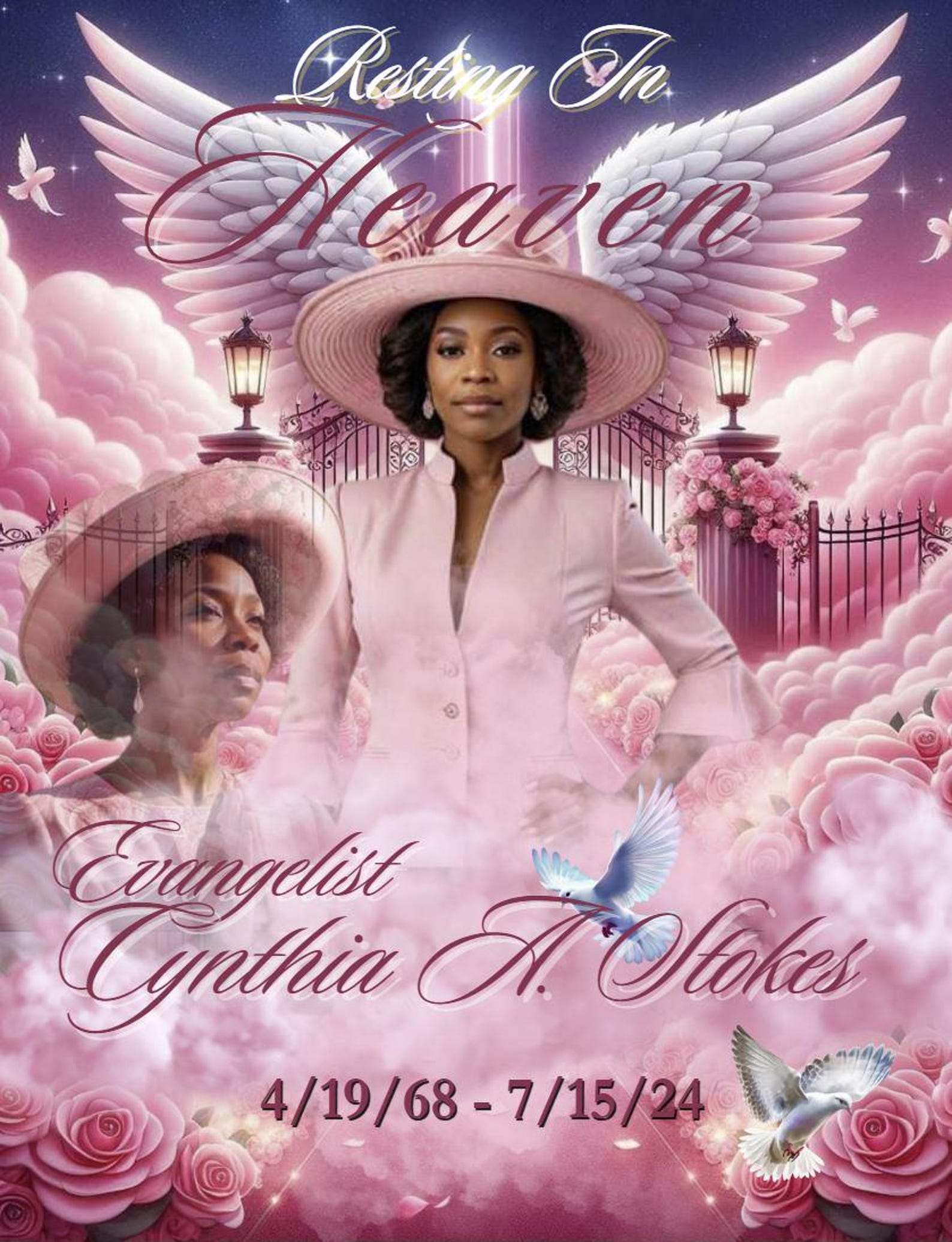 Memorial Design Template, Pink Tranquility Editable Digital for Canva ...