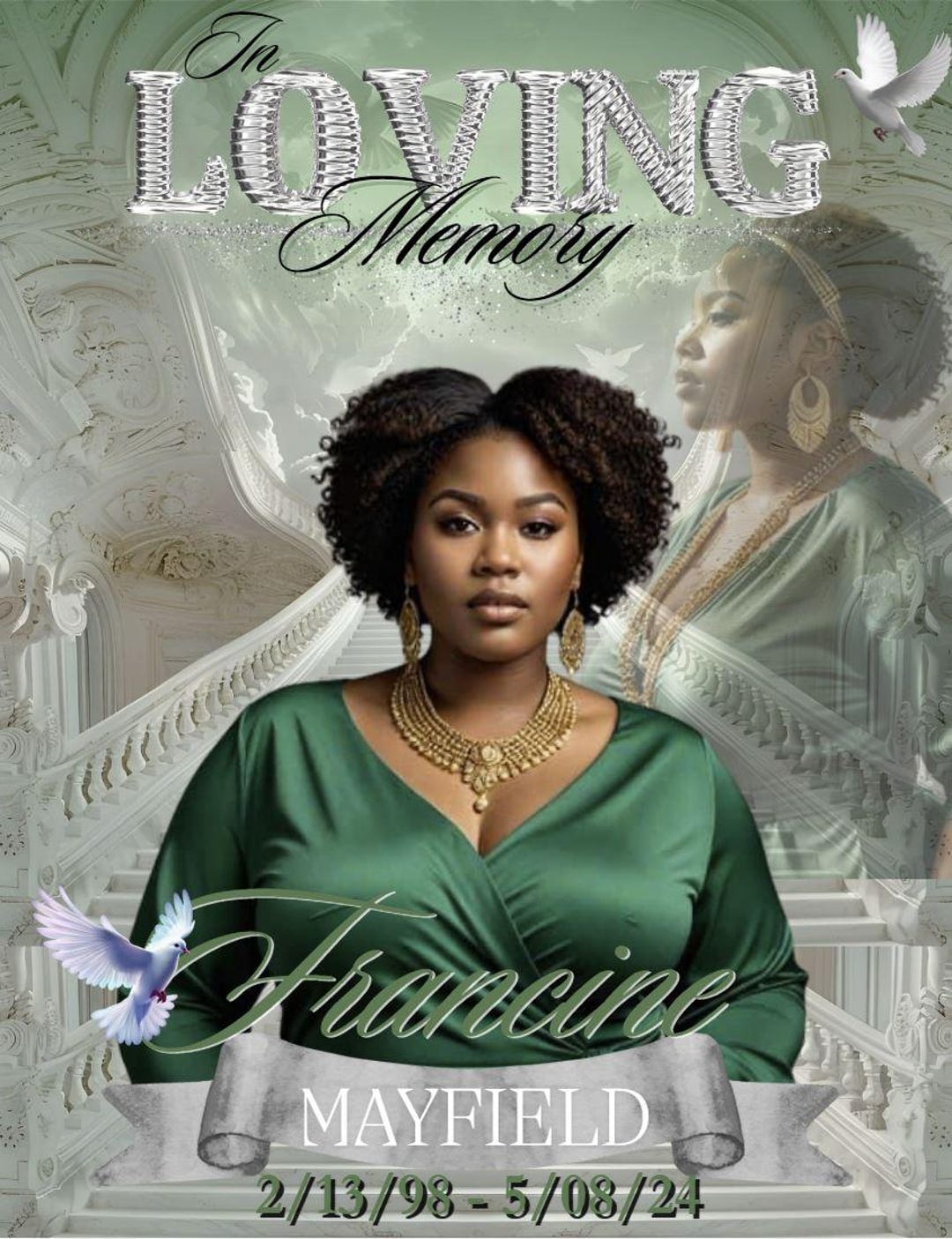 Memorial Design Template, Green Peaceful Editable Digital for Canva - Etsy