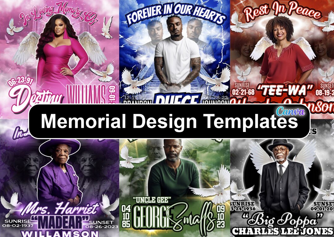 Memorial Designs, Editable in Canva - Etsy
