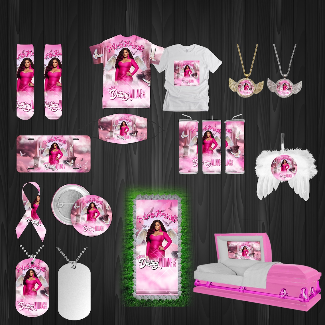 Editable Memorial Mockup Template Bundle, Pink for Canva - Etsy