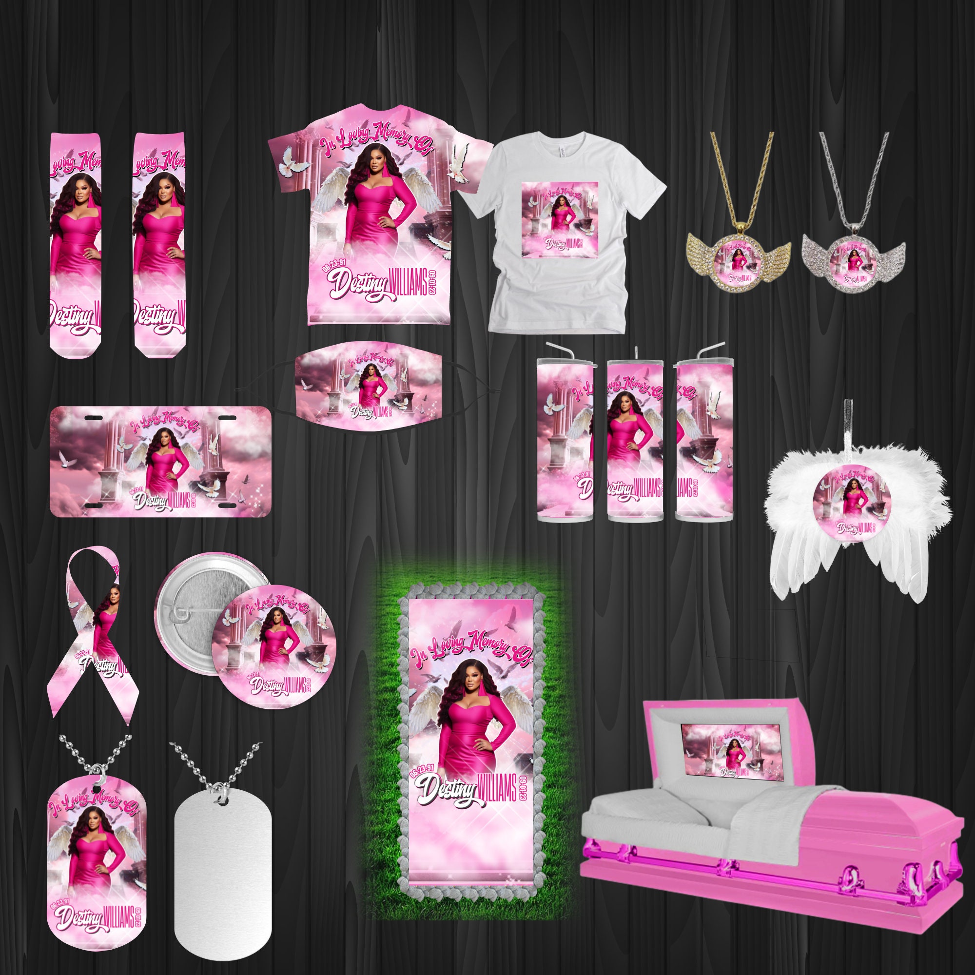 Editable Memorial Mockup Template Bundle, Pink for Canva - Etsy