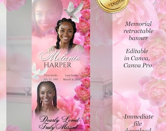 Funeral Memorial Retractable Banner Design Template Fully Editable ...