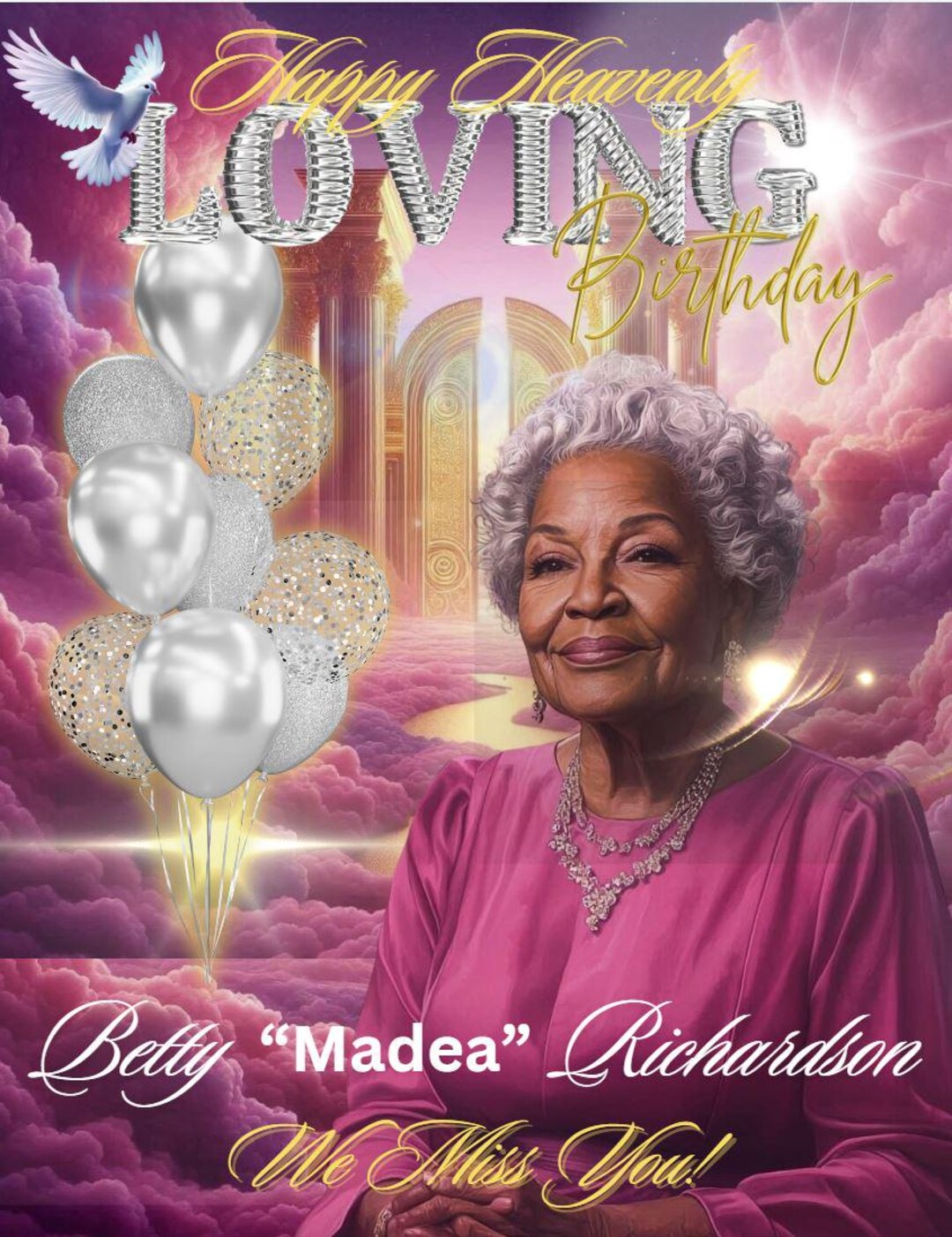 Memorial Design Template, Happy Celebration Heavenly Birthday Editable ...