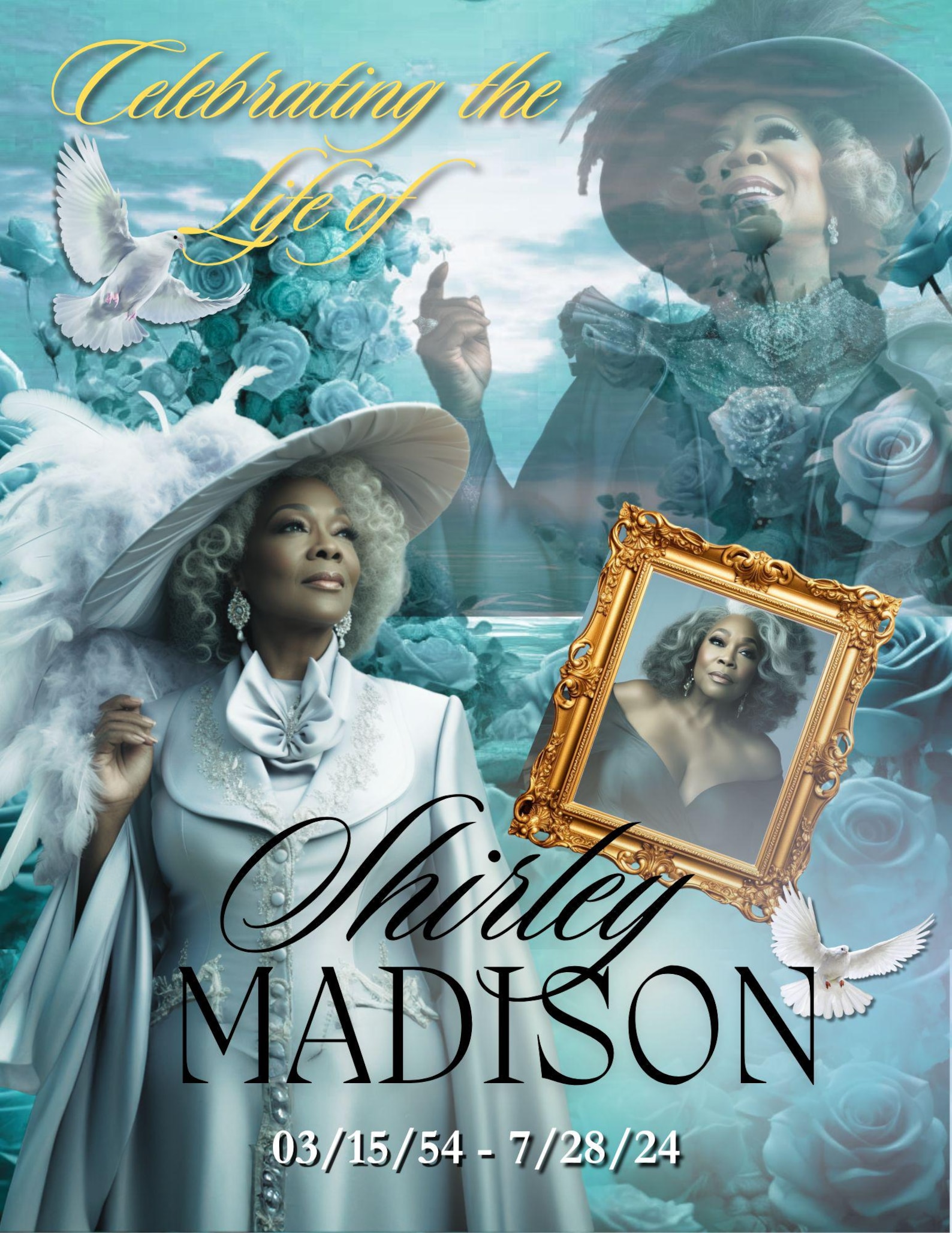 Memorial Design Template, Teal Lilac Editable Digital for Canva - Etsy