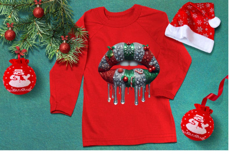Dripping Christmas Lips - Etsy