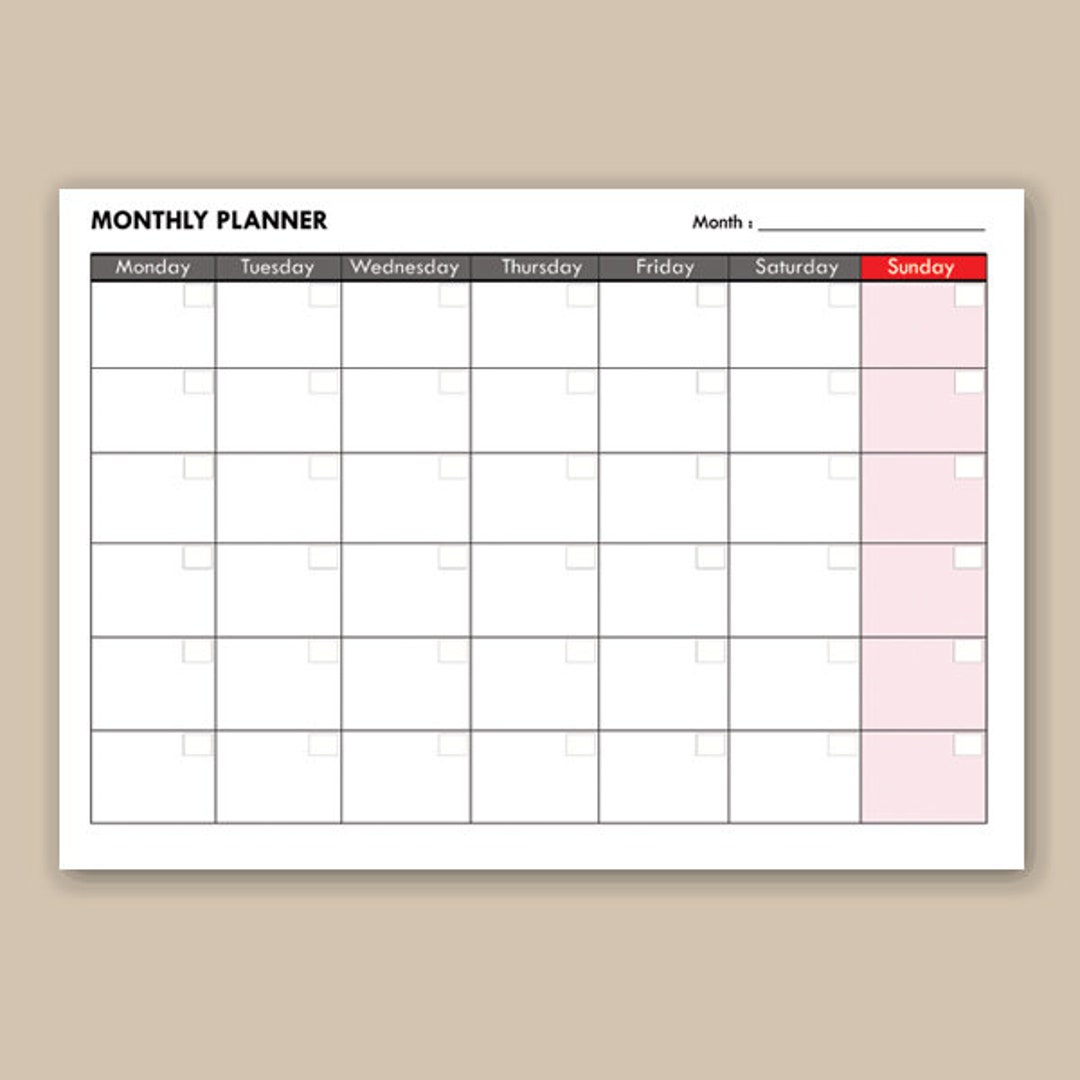 Monthly Planner Printable, Aesthetic Planner, Calender Template ...