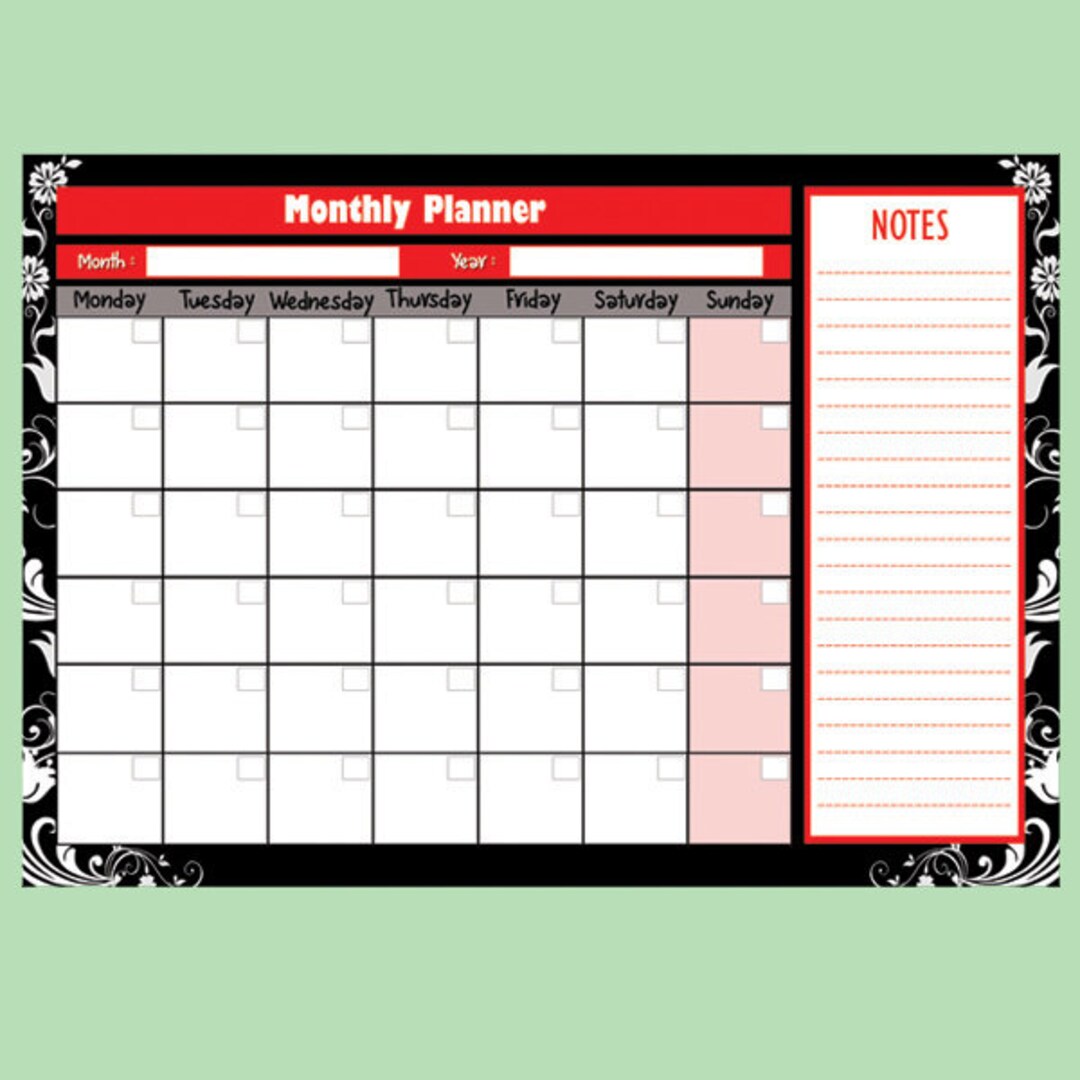 Monthly Planner Printable, Calender Template, Monthly Planner, Calender ...