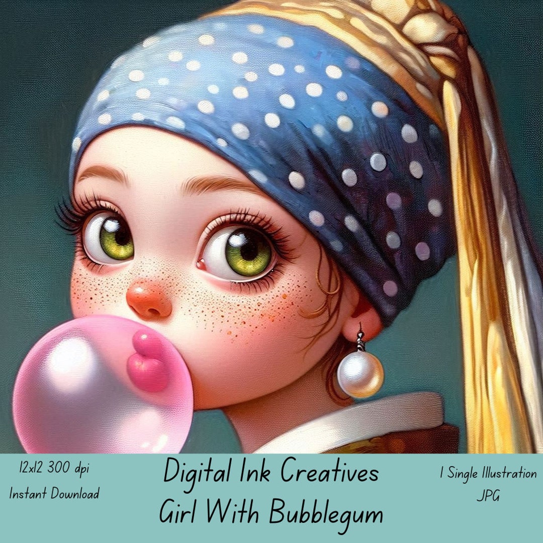 Girl With Bubblegum Digital Papers 1 JPG Instant Download Junk Journal ...