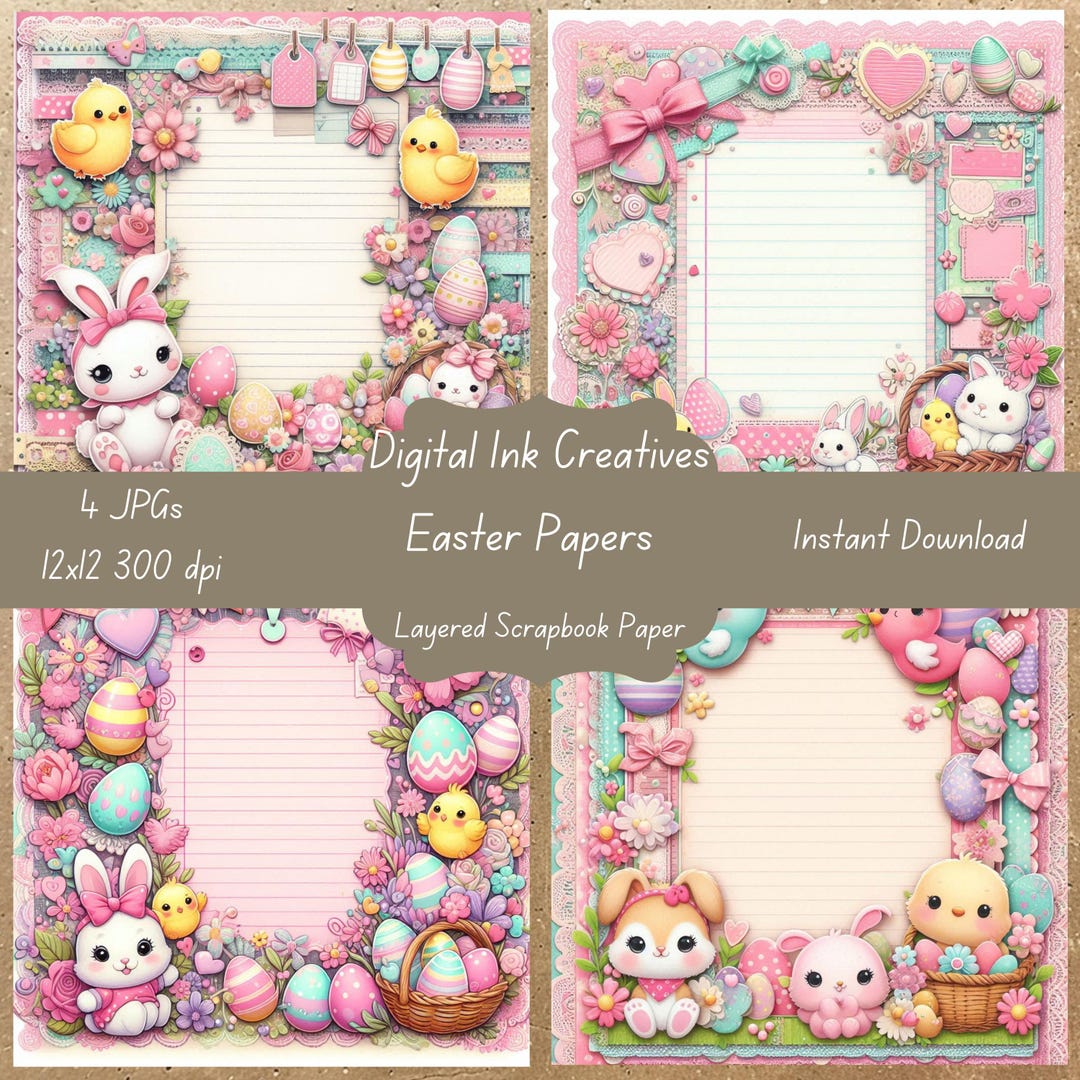 Happy Easter Scrapbook Paper 12x12 High-resolution 300 Dpi Scrapbook ...