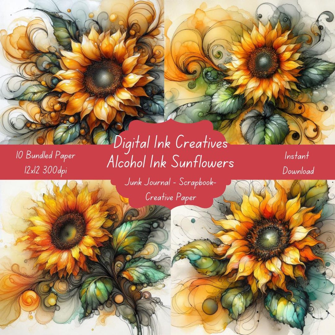 Alcohol Ink Bright Sunflower Digital Download 12x12 Alcohol Ink ...