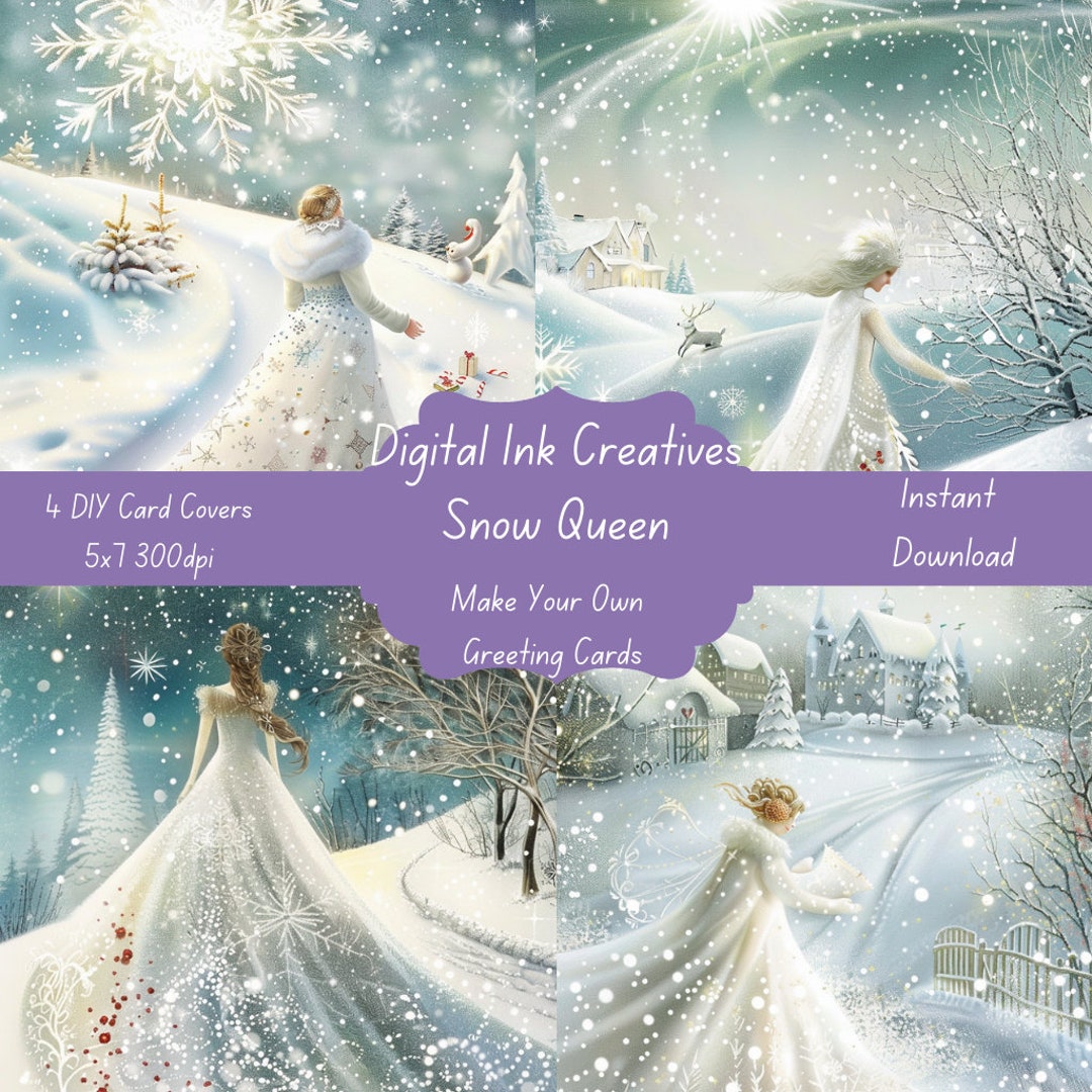 Christmas Wonderland Snow Queen Card Cover Templates - 4 Creative 5x7 ...