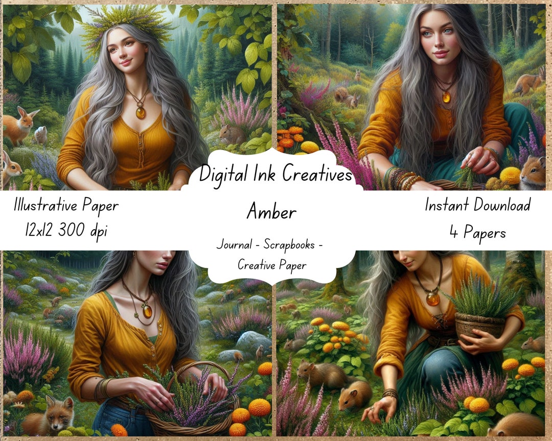 Amber and Heather Illustrations Paper 12x12 Junk Journals Scrapbooking ...