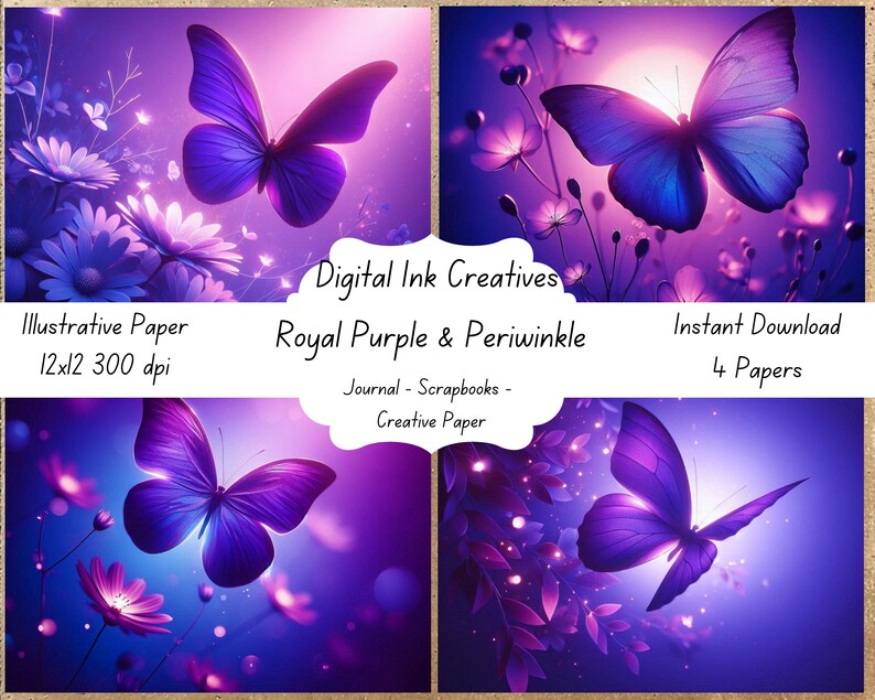 Royal Purple Periwinkle Stunning Illustrations Paper 12x12 Junk ...