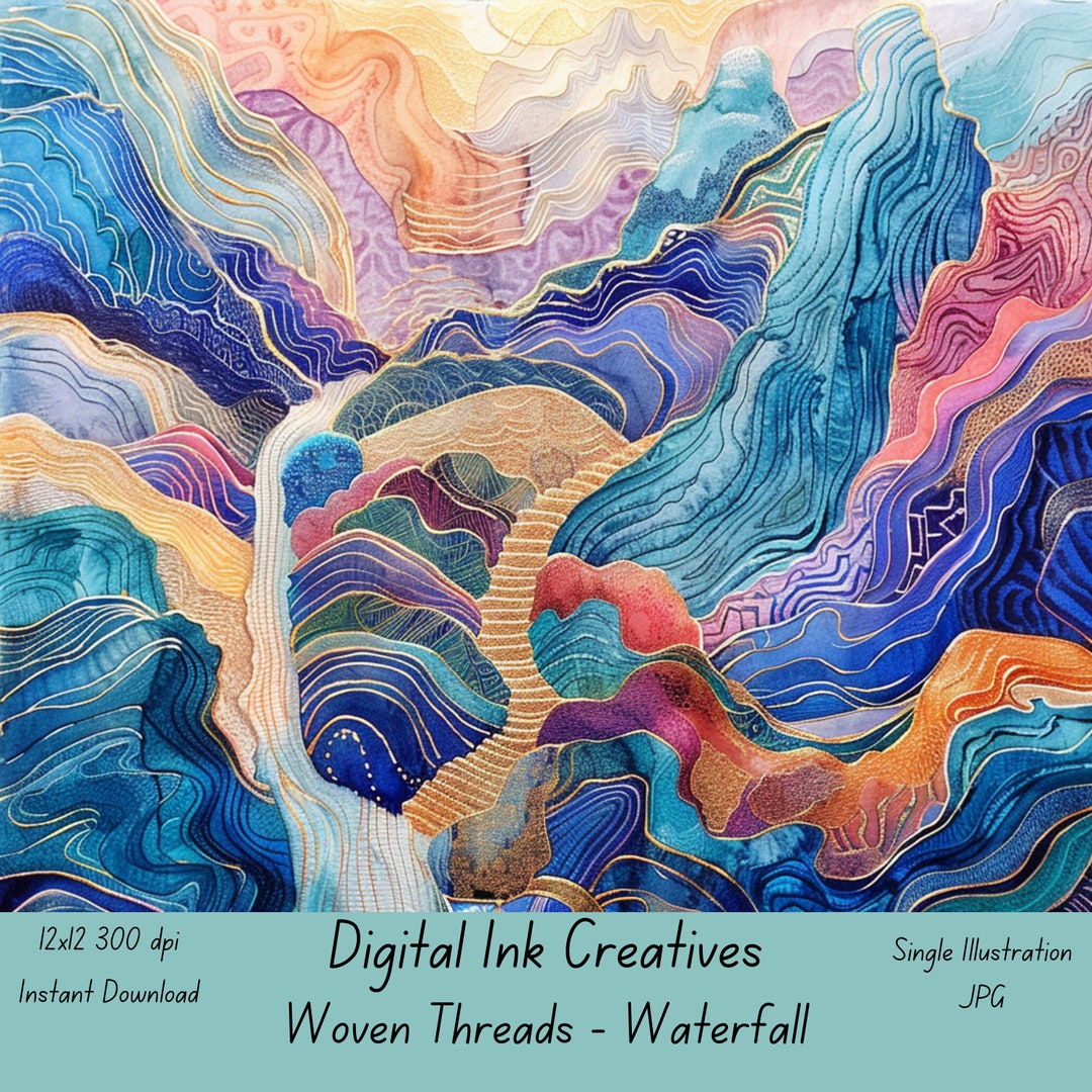 Woven Watercolor Whimsy Threads Waterfall Illustrations Paper 12x12 ...