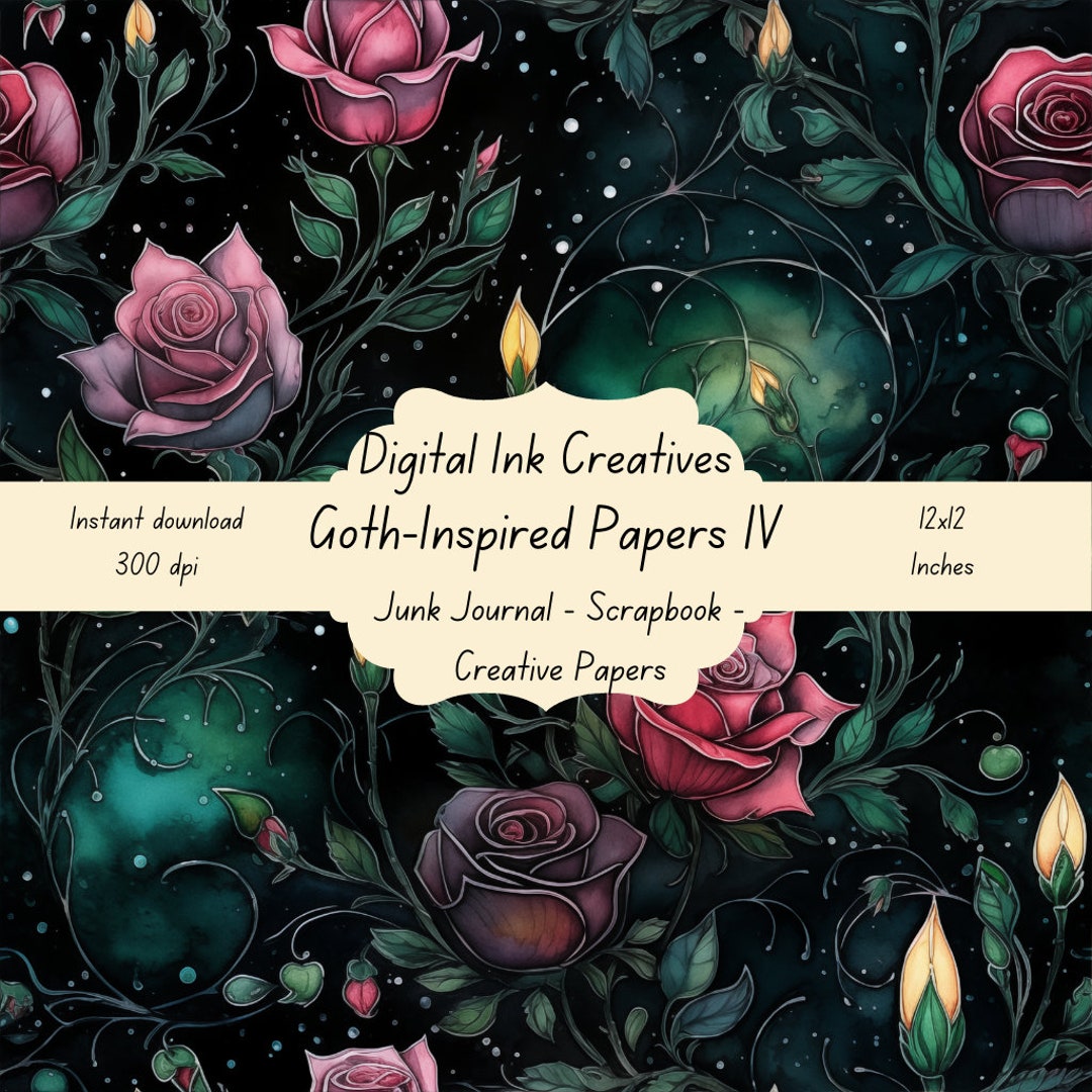 Goth Inspired Roses 5 Seamless Paper 12x12 for Crafts, Scrapbooking ...
