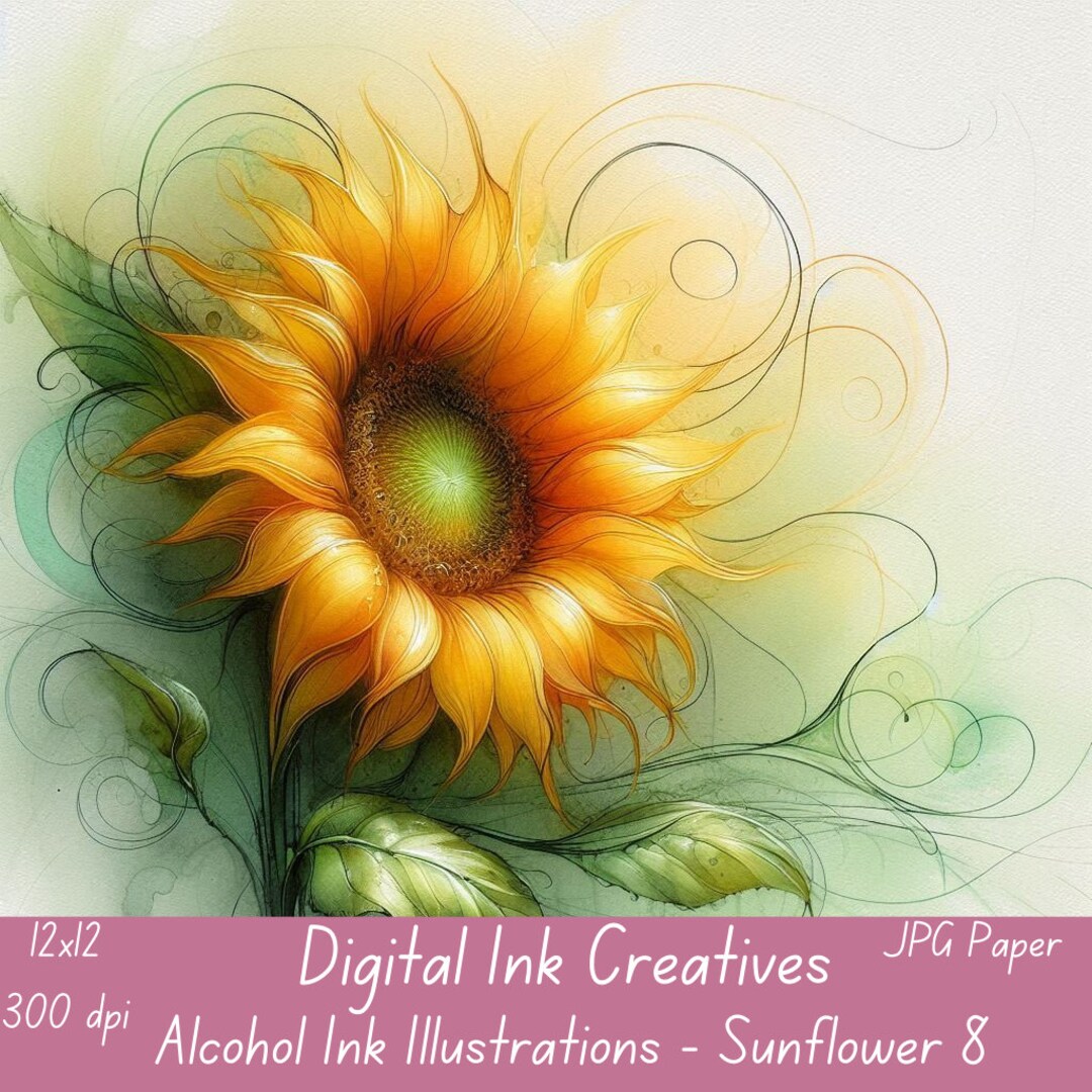 Alcohol Ink Bright Sunflower 8 Digital Download 12x12 Alcohol Ink ...