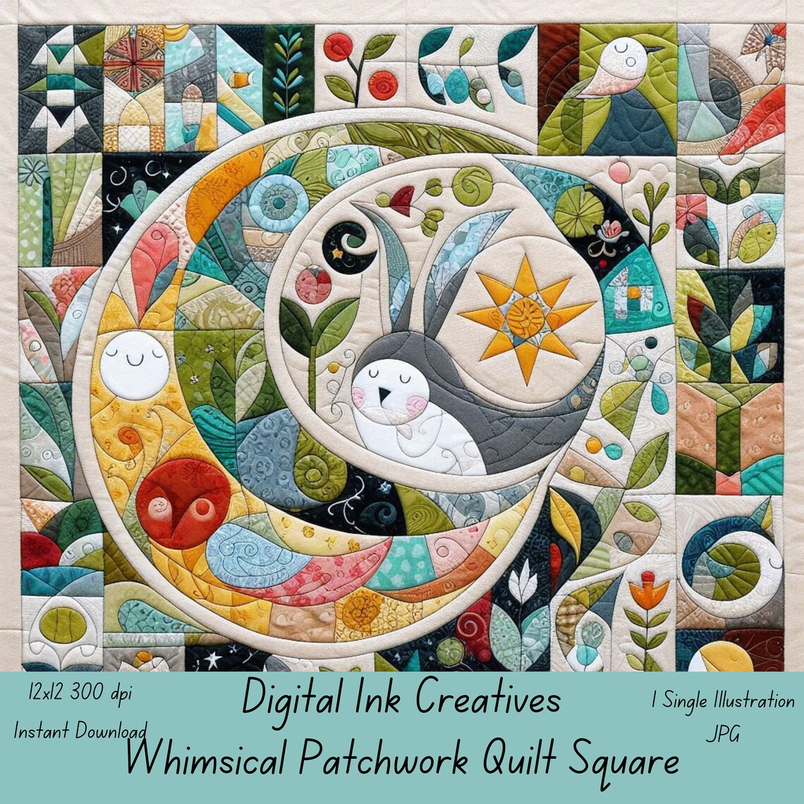 Whimsical Patchwork Quilt Square Digital Papers 1 JPG Instant Download ...