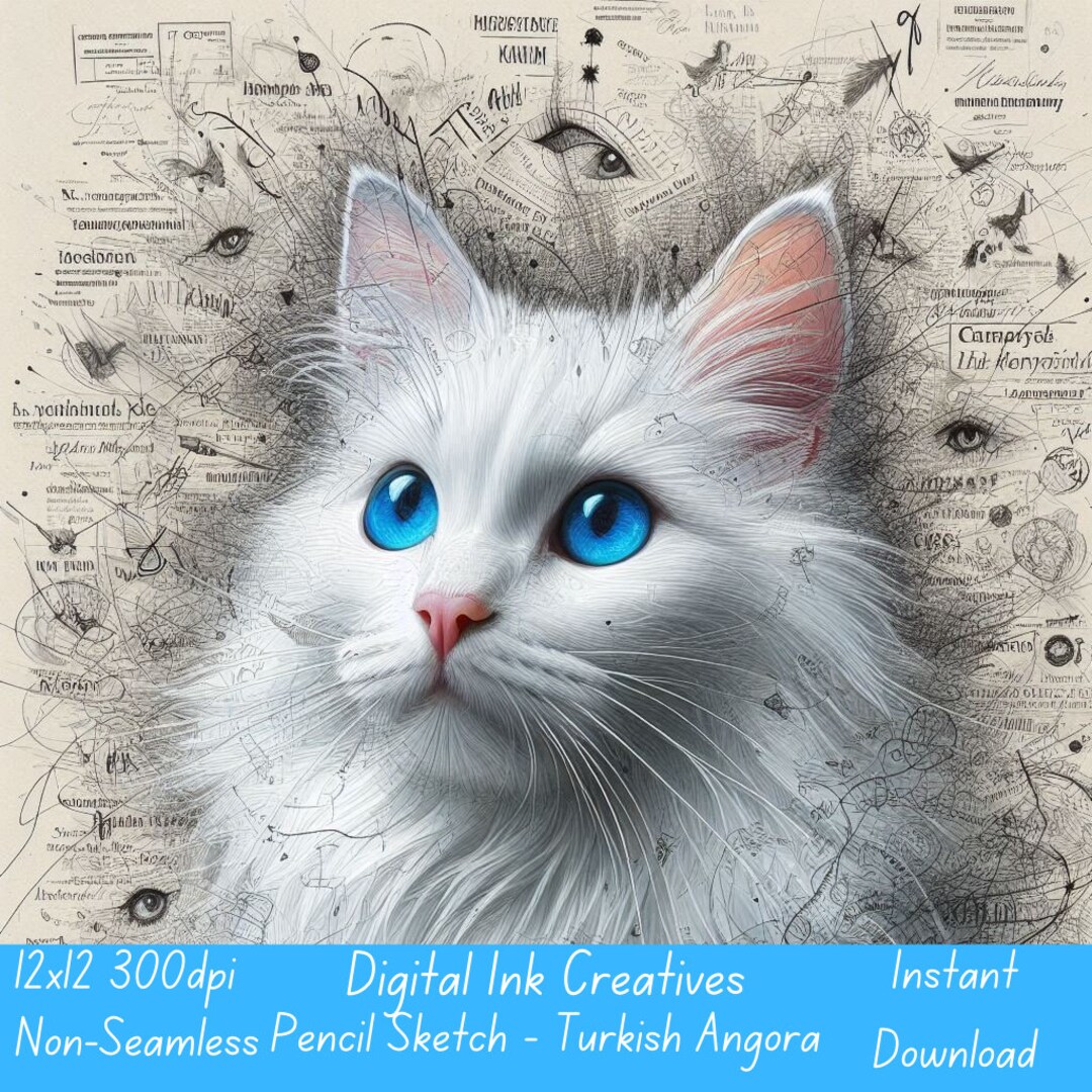 Pencil Sketch Paper 12x12 300 Dpi Non-seamless Turkish Angora Junk ...