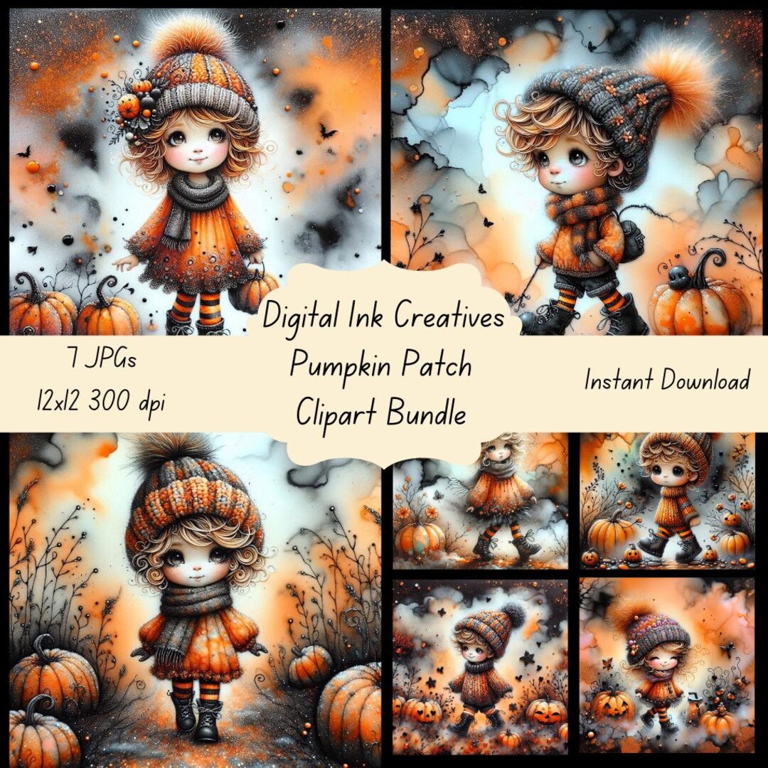 Pumpkin Patch Clip Art Digital Download for Creative Cards Scrapbooking ...