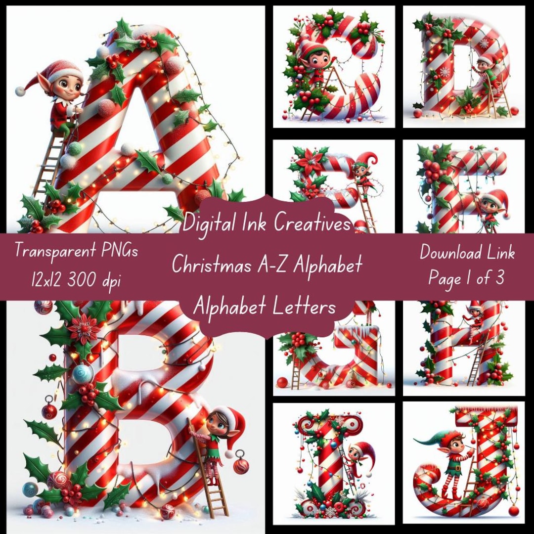 Whimsical Candy Cane Alphabet Clipart Bundle Candy Cane Alphabet ...
