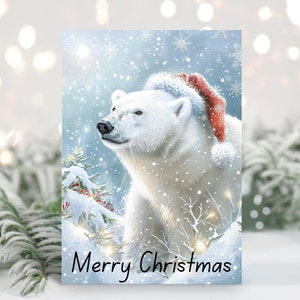 Christmas Wonderland Polar Bear With Santa Hat Card Cover Templates - 4 ...